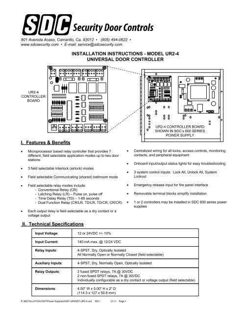 Installation - SDC Security Door Controls