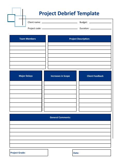 Project Debrief Template PM Hut