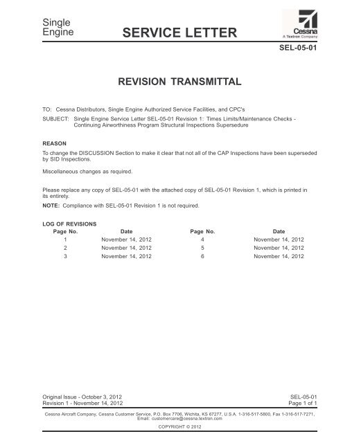 service letter - Cessna