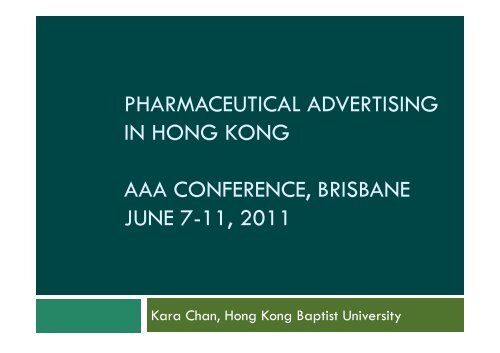 Pharmaceutical advertising in Hong Kong - Hong Kong Baptist ...