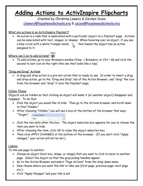 Adding Actions to ActivInspire Flipcharts - ISTEconference.org