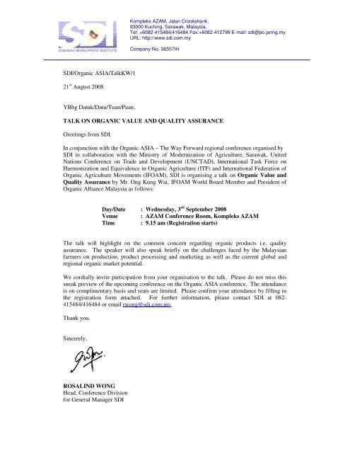 Download Invitation Letter and Registration Form - Sarawak ...