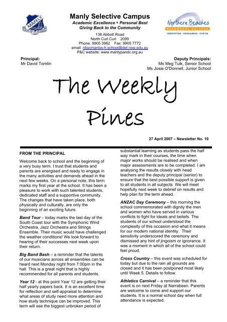 The Weekly Pines - Manly Selective Campus