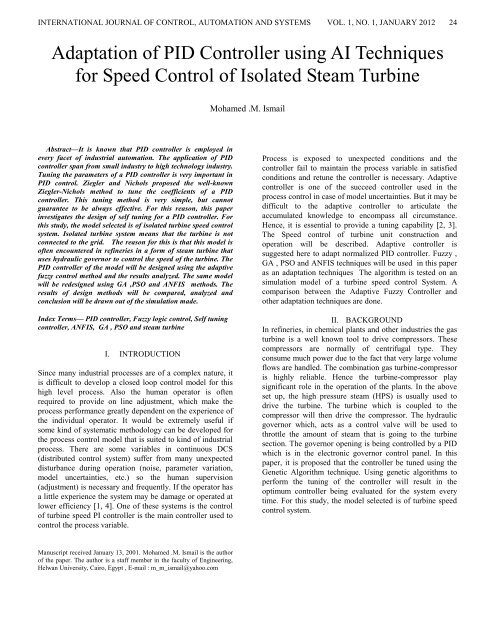 Adaptation of PID Controller using AI Techniques for Speed Control ...