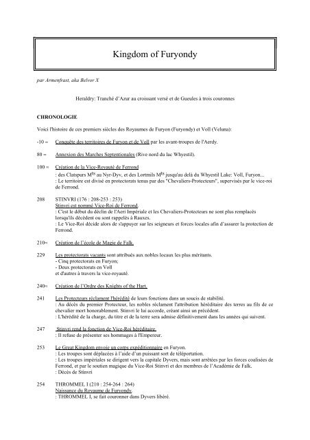 Furyondy (Chronologie) - Le Monde de Greyhawk