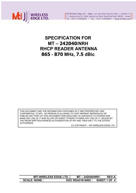 MT-242040/NRH-Complete Spec - MTI Wireless Edge Ltd.