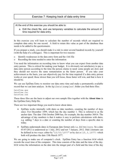 Exercise 7: Keeping track of data entry time