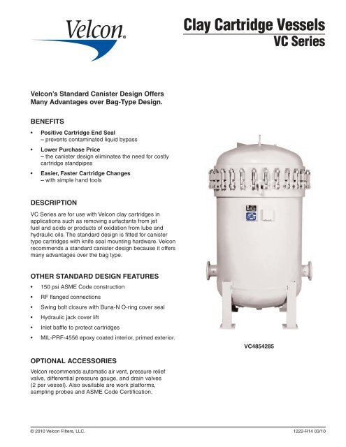 VC Series Clay Element Vessels - Velcon Filters