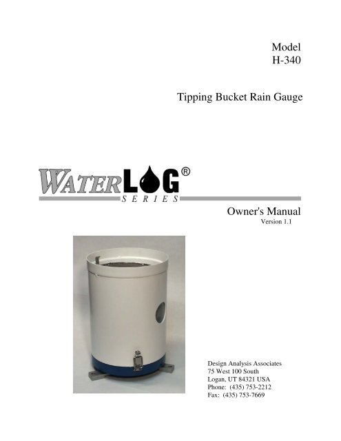 Tipping Bucket Rain Gauge Model H-340 Owner's Manual - WaterLOG