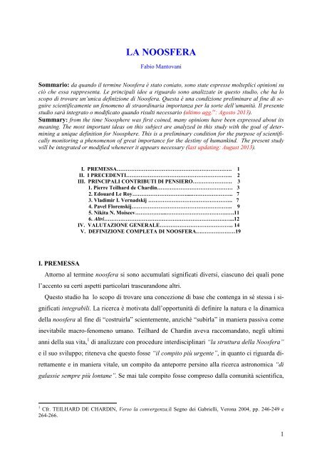 LA NOOSFERA - Biosfera - Noosfera