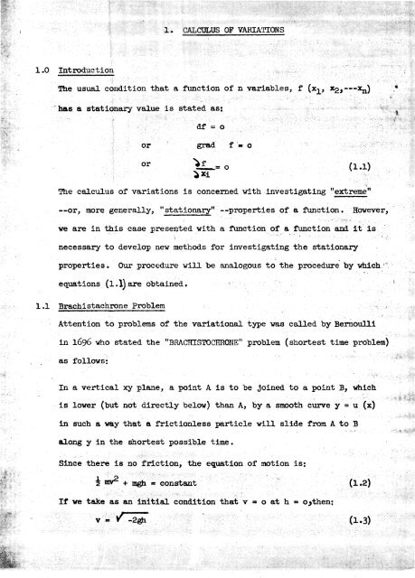 Notes on the Calculus of Variations - Brenda Kulfan