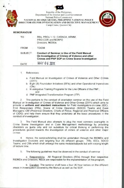 Republic of'the Philippines - DIDM - Philippine National Police