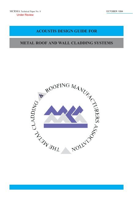 Acoustis Design Guide For Metal Roof And Wall Cladding Systems