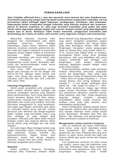 PENGOLAHAN JAHE - Kadin Indonesia