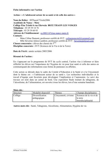 Evaluation : les chaînes alimentaires - Académie de Nancy-Metz