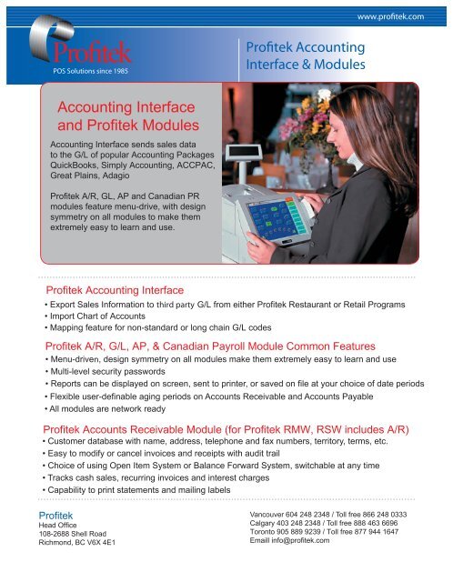 Accounting Interface and Profitek Modules