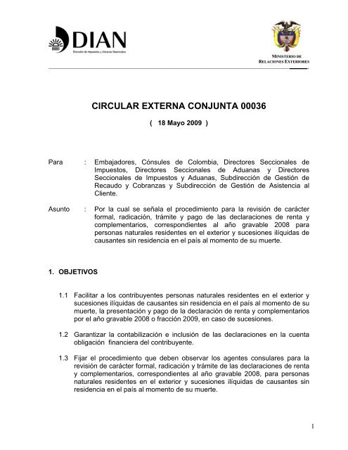 CIRCULAR EXTERNA CONJUNTA 00036 - Dian