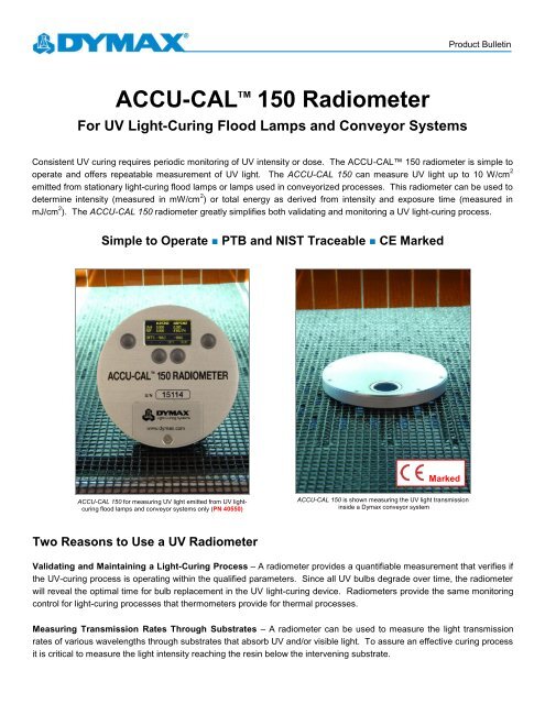 ACCU-CAL 150 Radiometer Lit 290 - Dymax Corporation