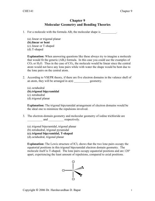 Chapter 9 Molecular Geometry and Bonding Theories - eDocs