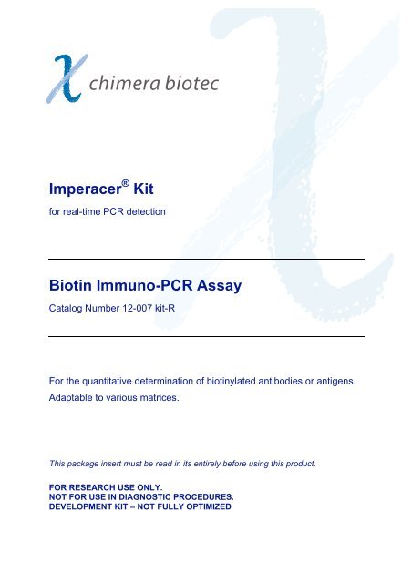 Imperacer Kit Biotin Immuno-Pcr Assay - Chimera Biotec Gmbh