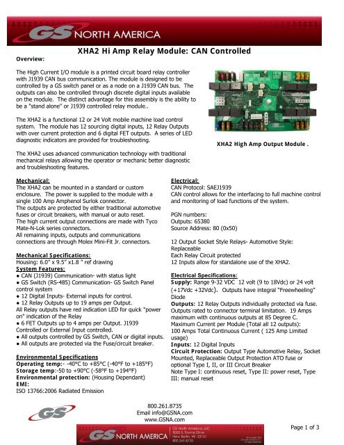 CAN J1939 Module High Amp Relay XHA2 - GSNA.com