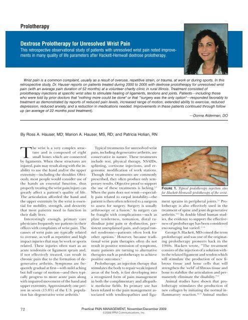 Prolotherapy Dextrose Prolotherapy for Unresolved Wrist Pain