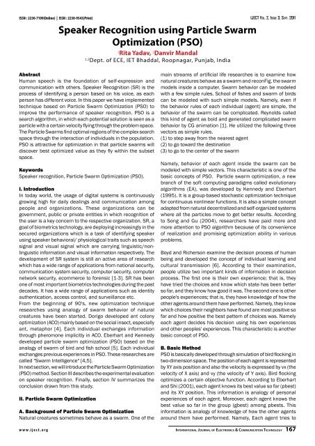 Speaker Recognition Using Particle Swarm Optimization Pso Iject
