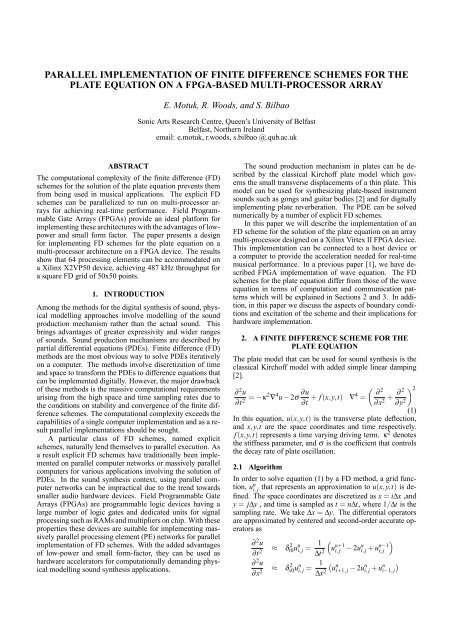 Parallel Implementation Of Finite Difference Schemes For The Plate