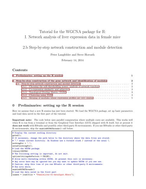 Tutorial for the WGCNA package for R - UCLA Human Genetics