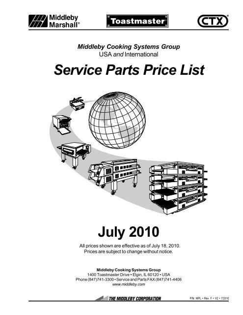 Toastmaster Parts List