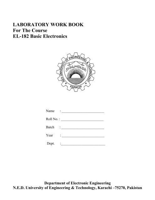 LABORATORY WORK BOOK For The Course EL ... - NED University