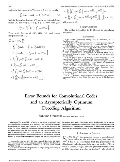 Error Bounds For Convolutional Codes And An Asymptotically