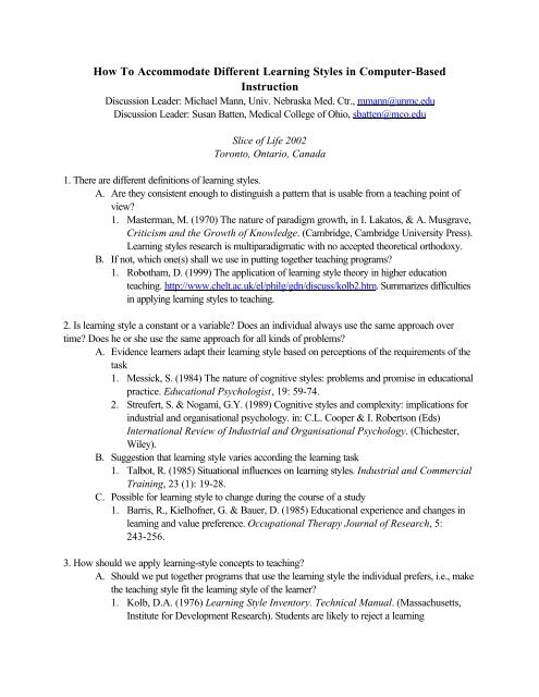 How to Accommodate Different Learning Styles in Computer-based ...