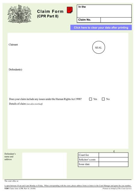 N208 - Claim form - Unipol
