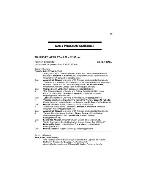 daily program schedule - Midwest Political Science Association