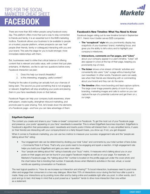 Facebook-Cheat-Sheet - Marketo
