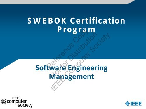 Software Engineering Management SWEBOK Certification Program