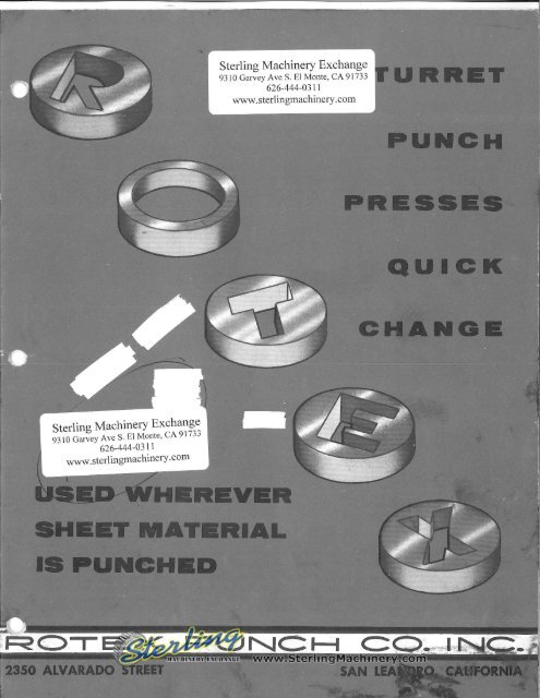 Rotex Turret Punch Press Quick Change Brochure - Sterling ...