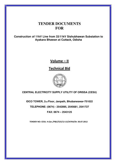 TENDER DOCUMENTS FOR Volume â€“ II ... - Cescoorissa.com