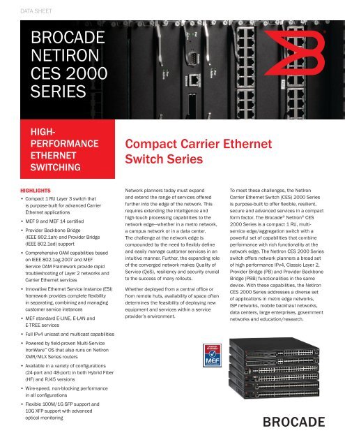 BROCADE NEtIRON CES 2000 SERIES