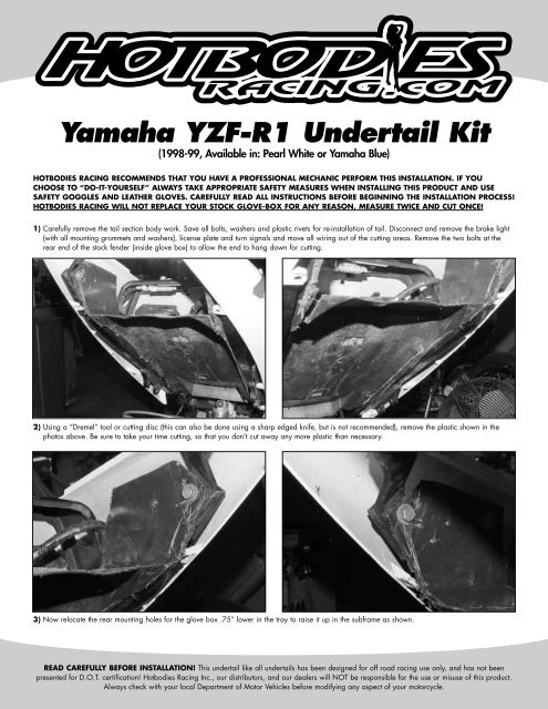 Yamaha YZF-R1 Undertail Kit