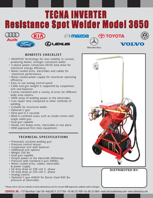 Techna Inverter Spot Welder 3650 - Cebotechusa.com