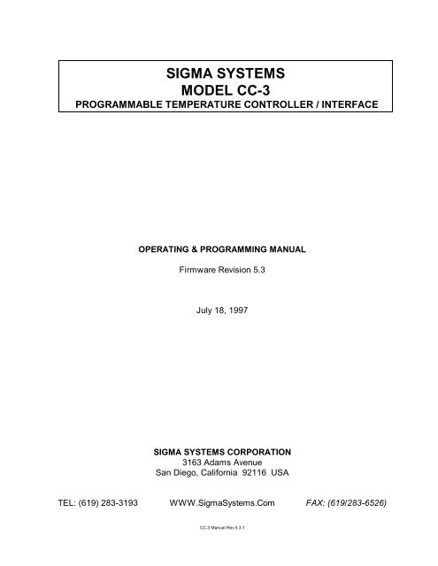 Model CC-3 - Sigma Systems Corporation