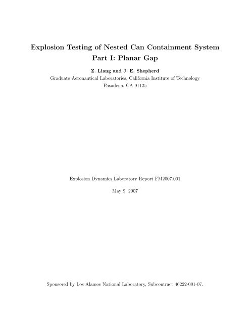 Planar Gap - GALCIT :: Graduate Aerospace Laboratories :: CALTECH