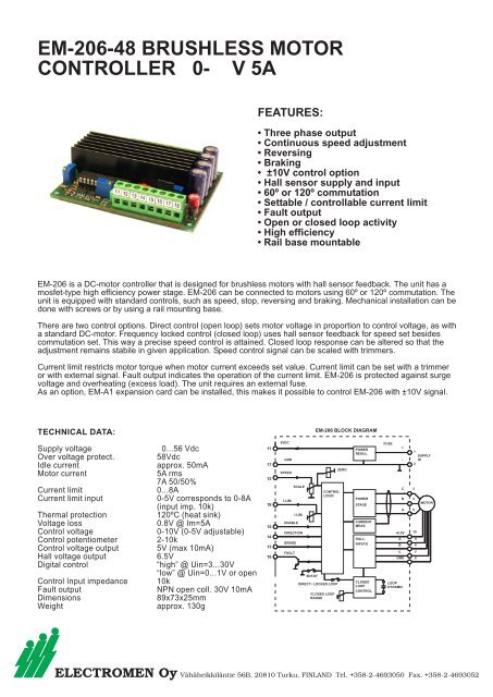 em-206-48 brushless motor controller 0- v 5a - Electromen