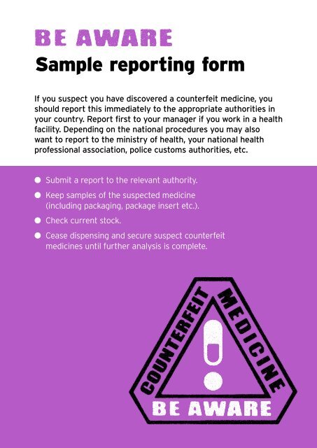 Sample reporting form