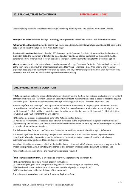 terms and conditions - Southern Cross Dental Laboratories