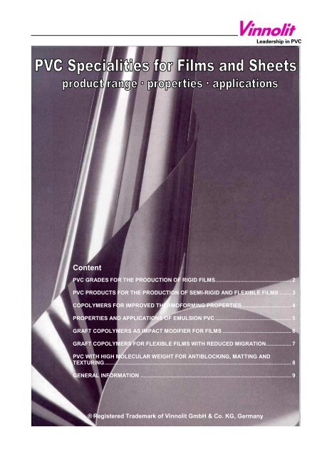 PVC Grades for the Production of Rigid Films - Vinnolit