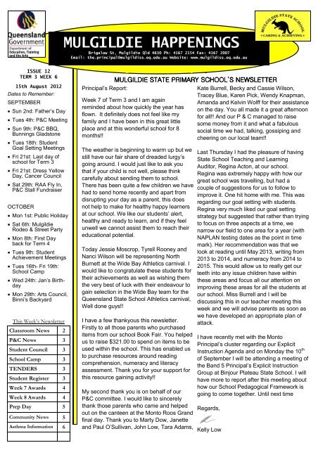Issue 13 August 29th 2012 - Mulgildie State School