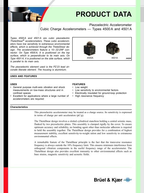 Product Data Sheet: Piezoelectric Accelerometer Cubic Charge ...